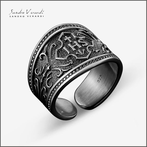 Silver ring "IHS" by Sandro Verardi